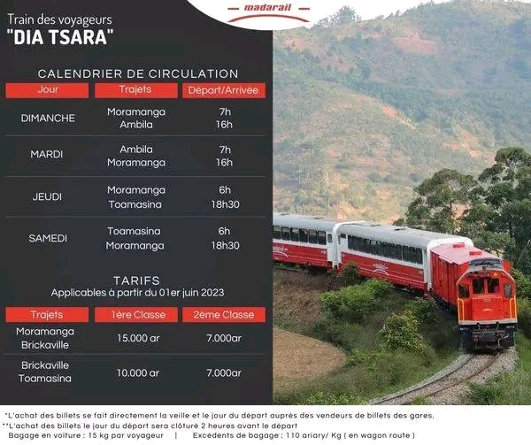 Madagascar : retour du train de voyageurs entre Moramanga et Tamatave