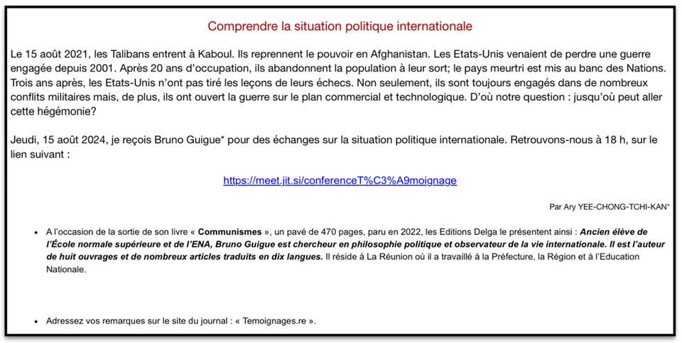« Comprendre la situation politique internationale