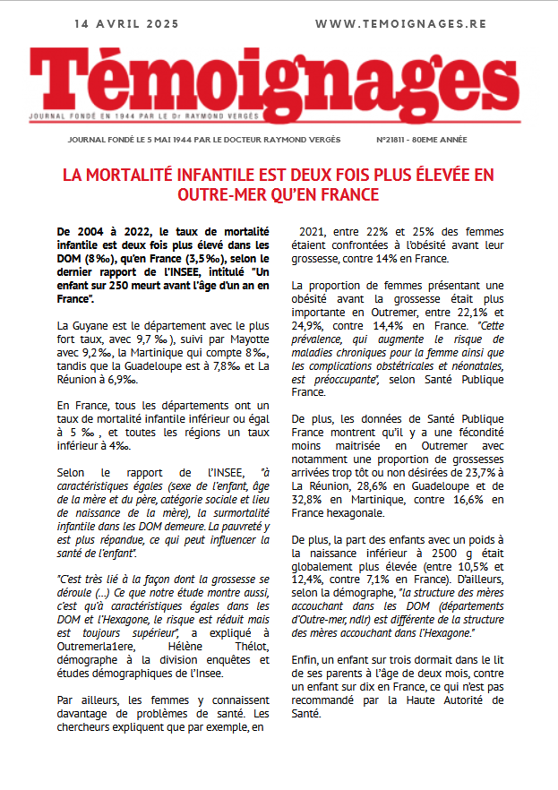 Témoignages n°21811 du lundi 14 avril 2025 - 80e année